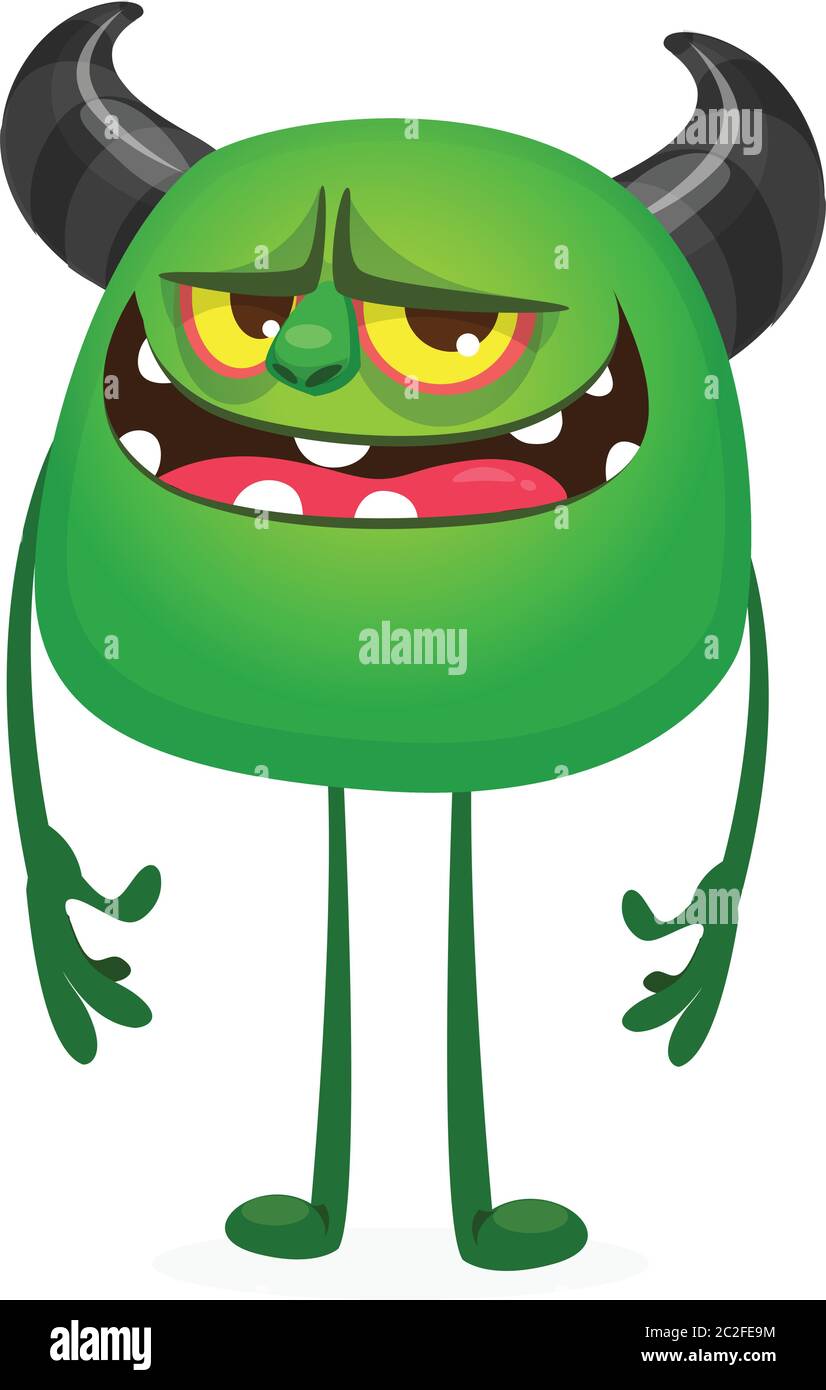 Grumpy funny cartoon troll illustration. Halloween design Stock Vector ...