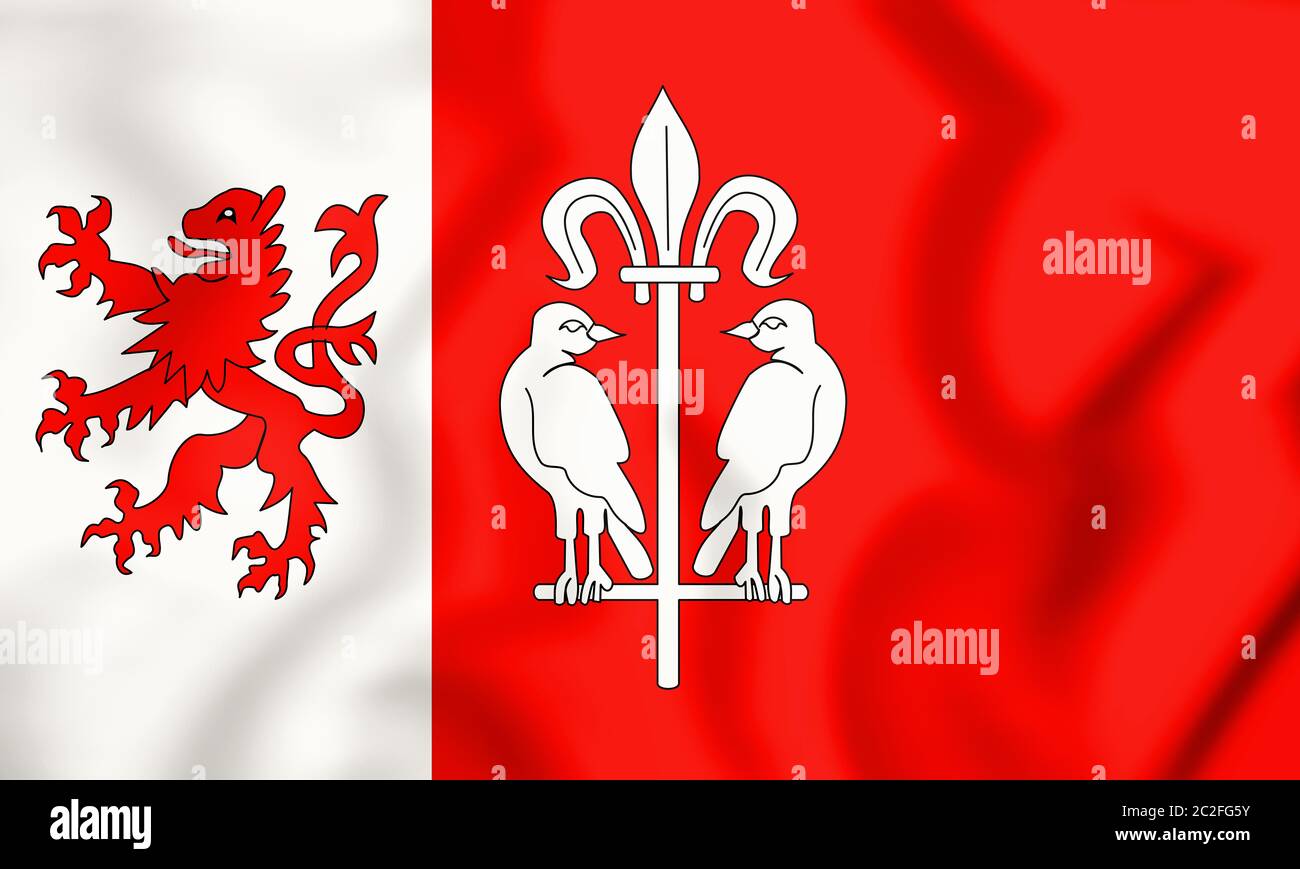 3D Flag of Wesseling (North Rhine-Westphalia), Germany. 3D Illustration ...