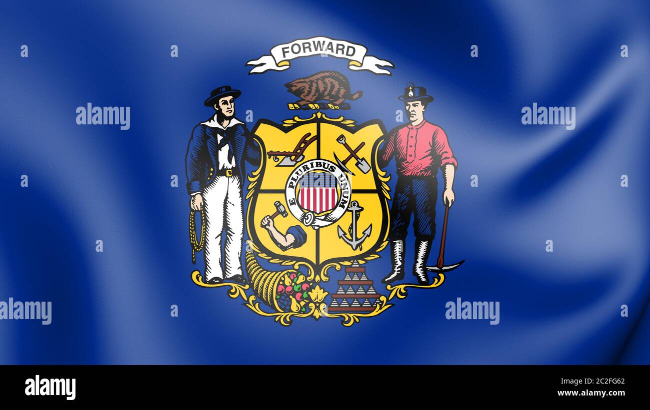 3D Flag of Wisconsin (1913-1981), USA. 3D Illustration Stock Photo - Alamy
