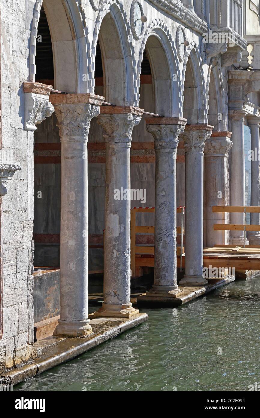 Marble Columns Entrance at Canal Building in Venice Italy Stock Photo ...