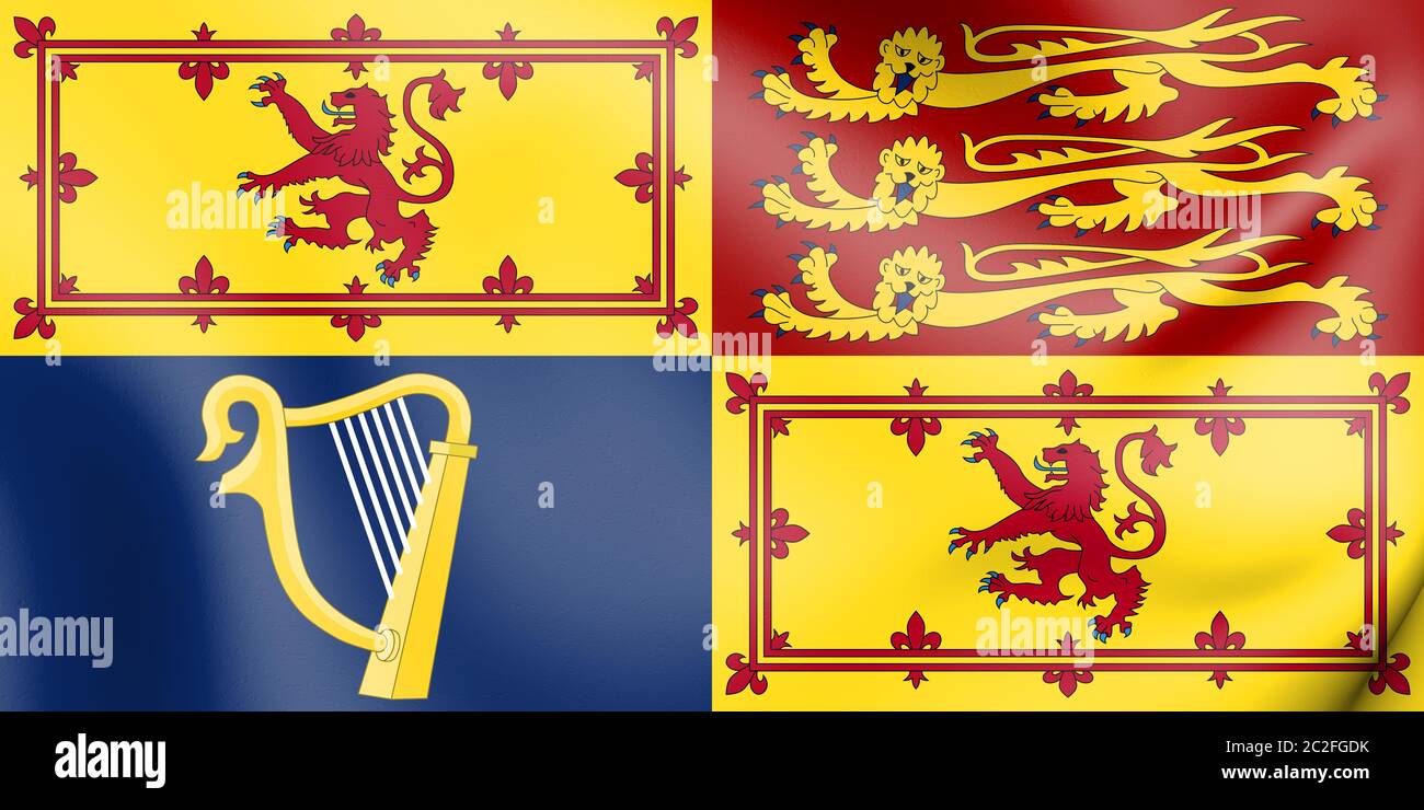 3D Royal Standard of the United Kingdom in Scotland. 3D Illustration ...