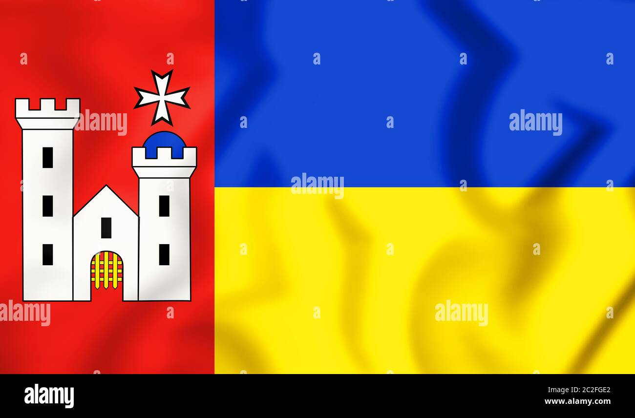 3D Flag of Wiehl (North Rhine-Westphalia), Germany. 3D Illustration ...