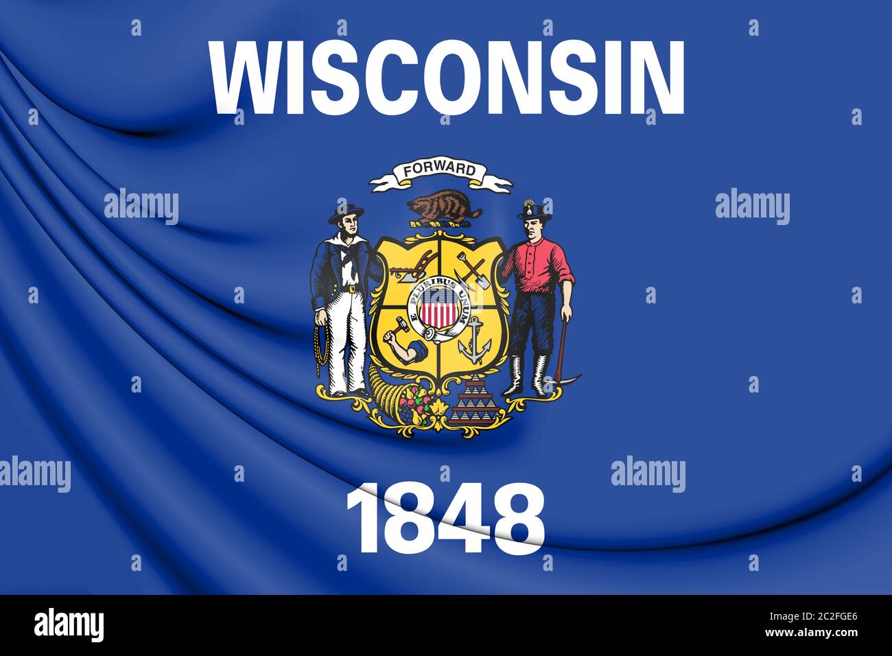 3D Flag of Wisconsin, USA. 3D Illustration Stock Photo - Alamy