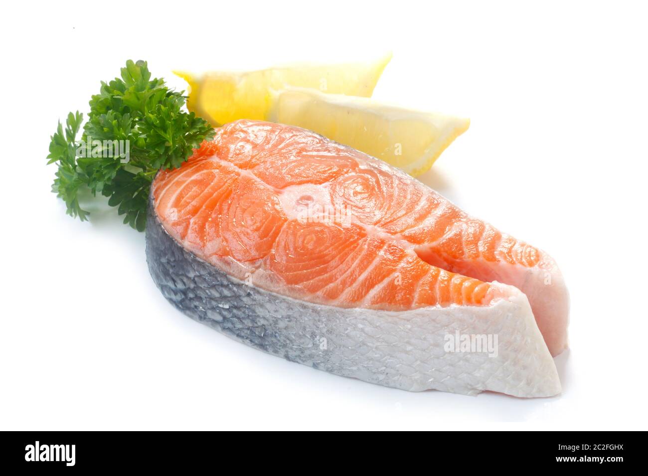 Raw Salmon Filet Isolated On White Stock Photo - Alamy