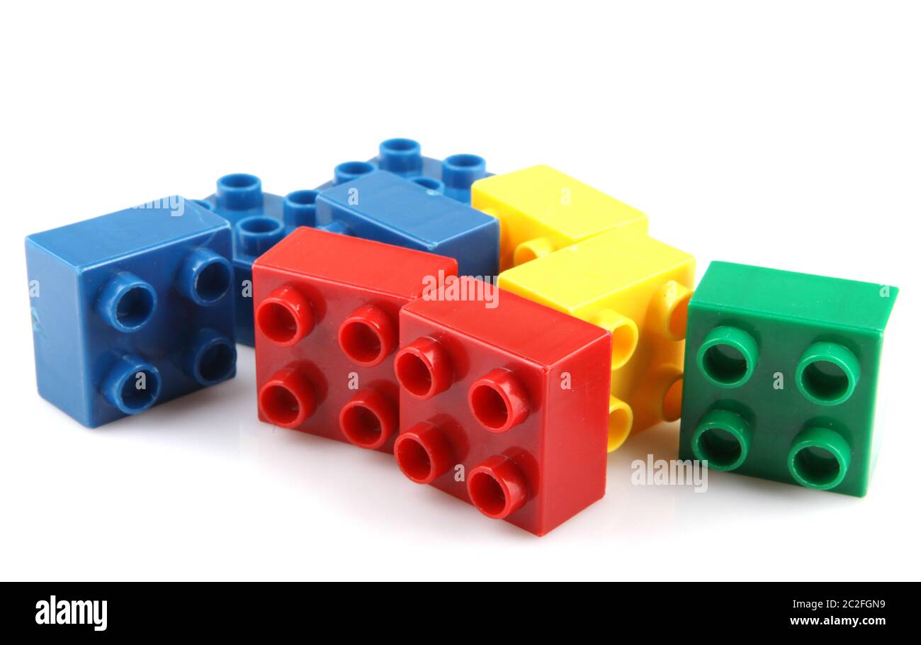 Building Blocks Isolated On White Stock Photo - Alamy