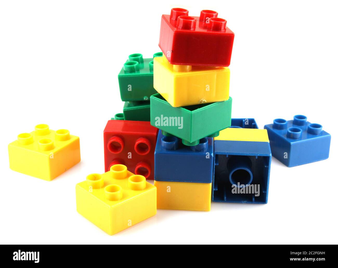 Building Blocks Isolated On White Stock Photo - Alamy