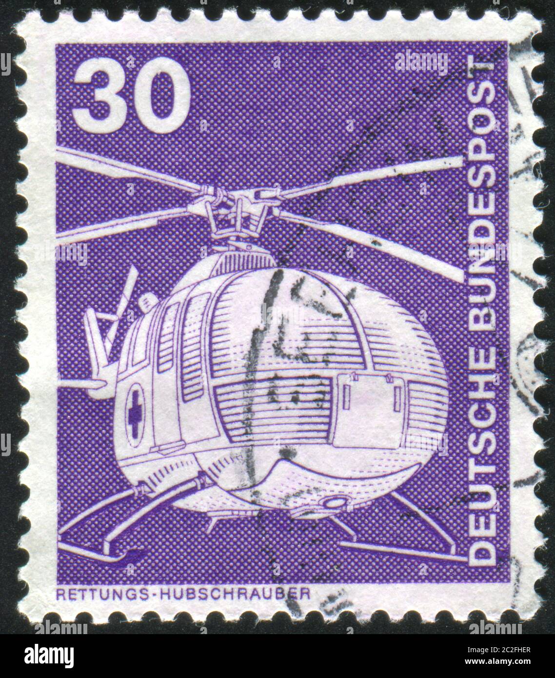 GERMANY - CIRCA 1975: stamp printed by Germany, shows Rescue helicopter ...