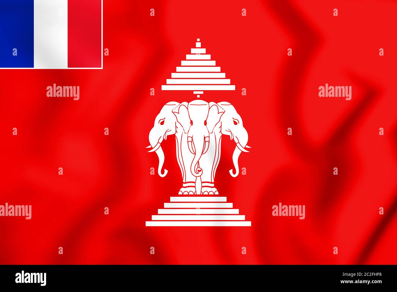 3D Flag of French protectorate of Laos. 3D Illustration Stock Photo - Alamy
