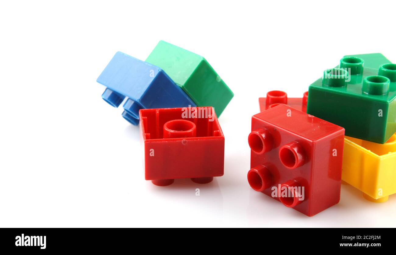 Building Blocks Isolated On White Stock Photo - Alamy