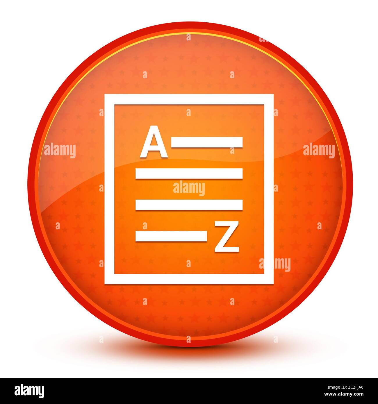 A-Z (list page) icon isolated on glossy star orange round button ...