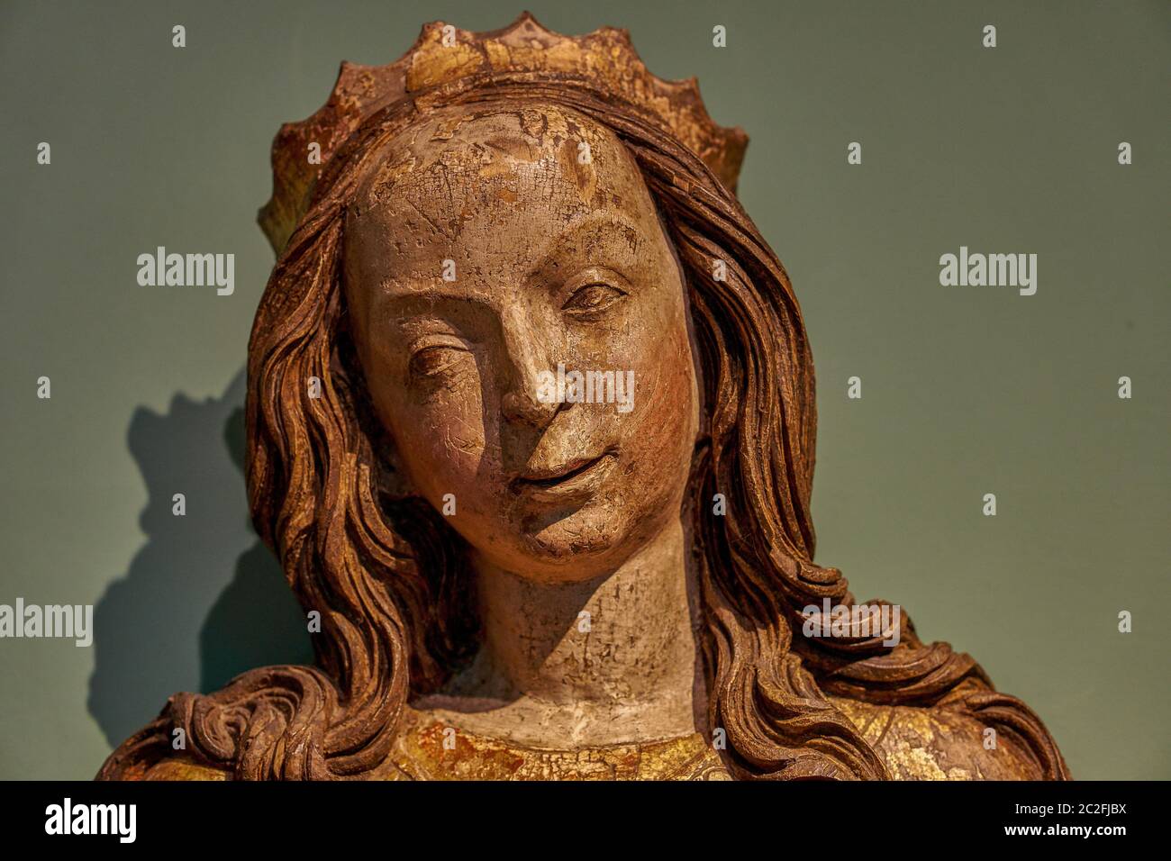 Holy mary A medieval, painted sculpture from the XiV th century ...