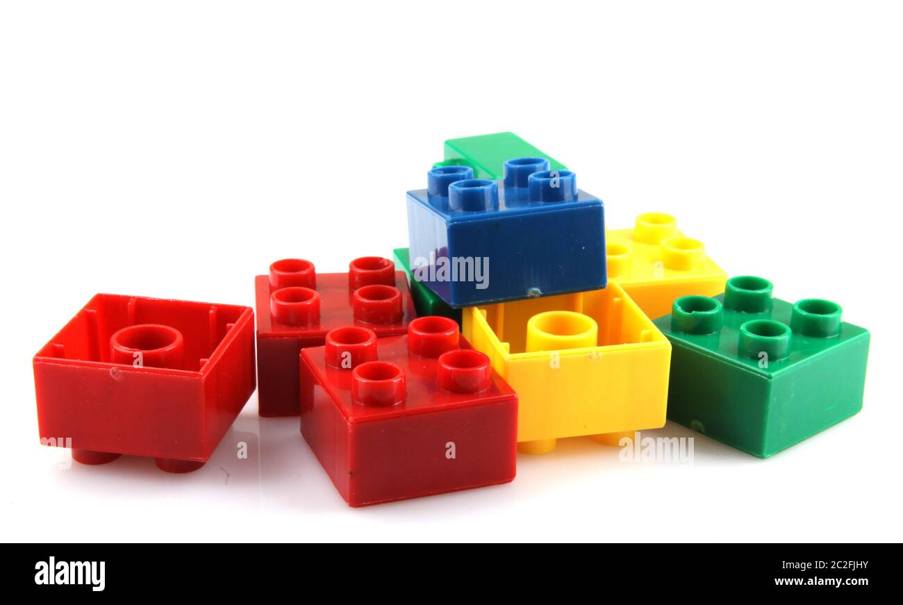 Building Blocks Isolated On White Stock Photo - Alamy