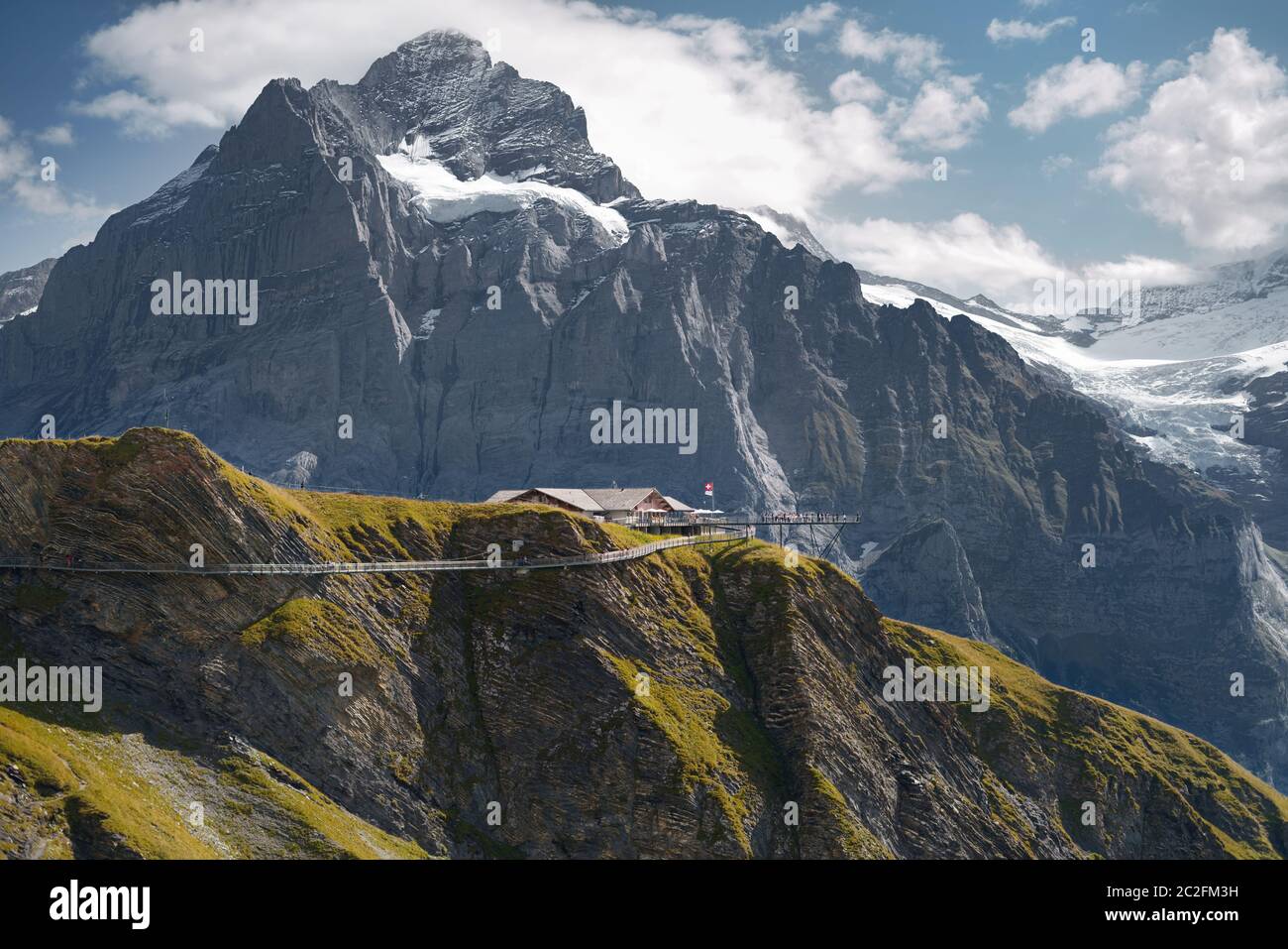 Mountain landscape in the Swiss Alps. First Mountain with First Cliff ...