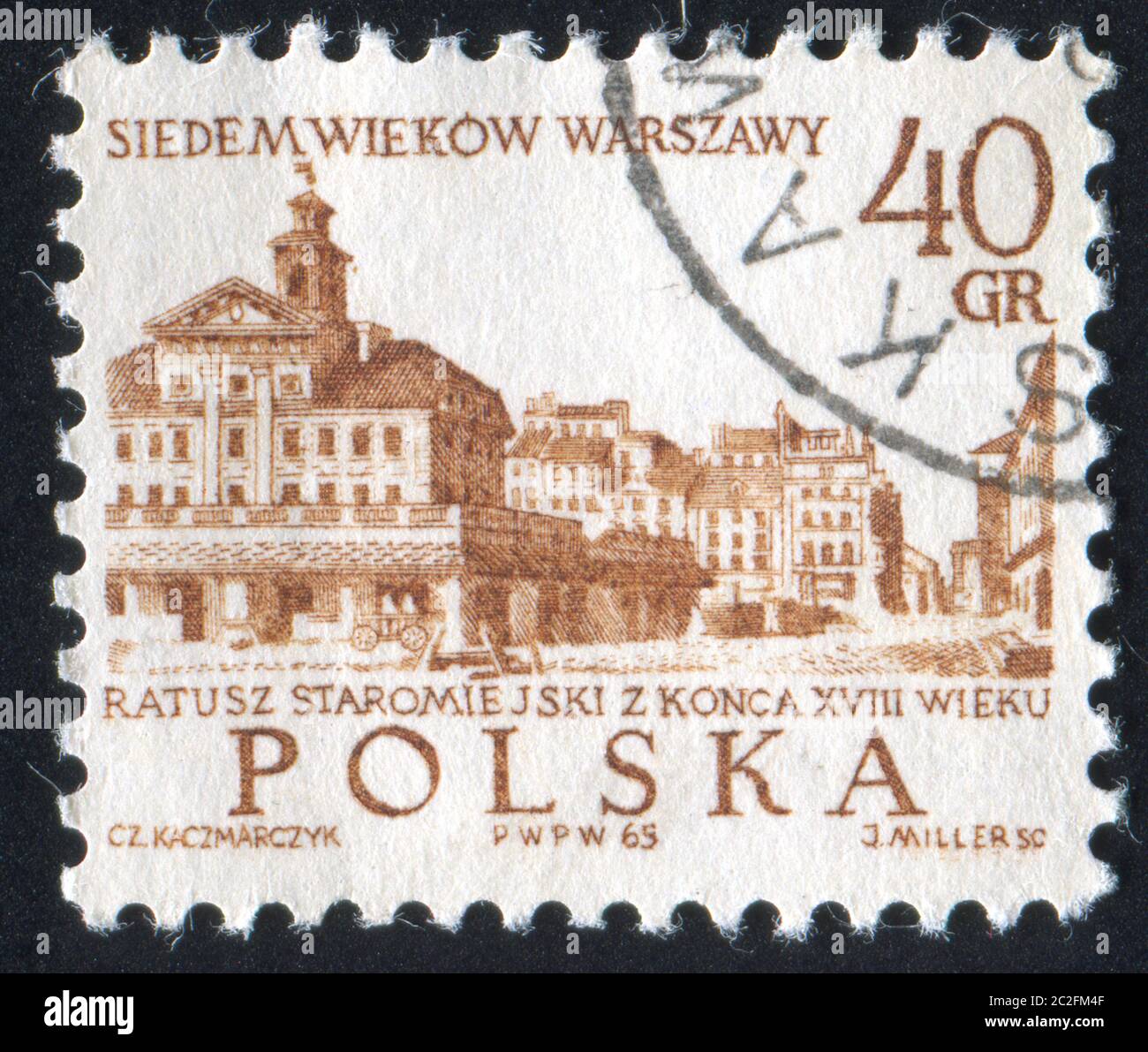 POLAND - CIRCA 1965: stamp printed by Poland, shows Old Town Hall, 18th ...
