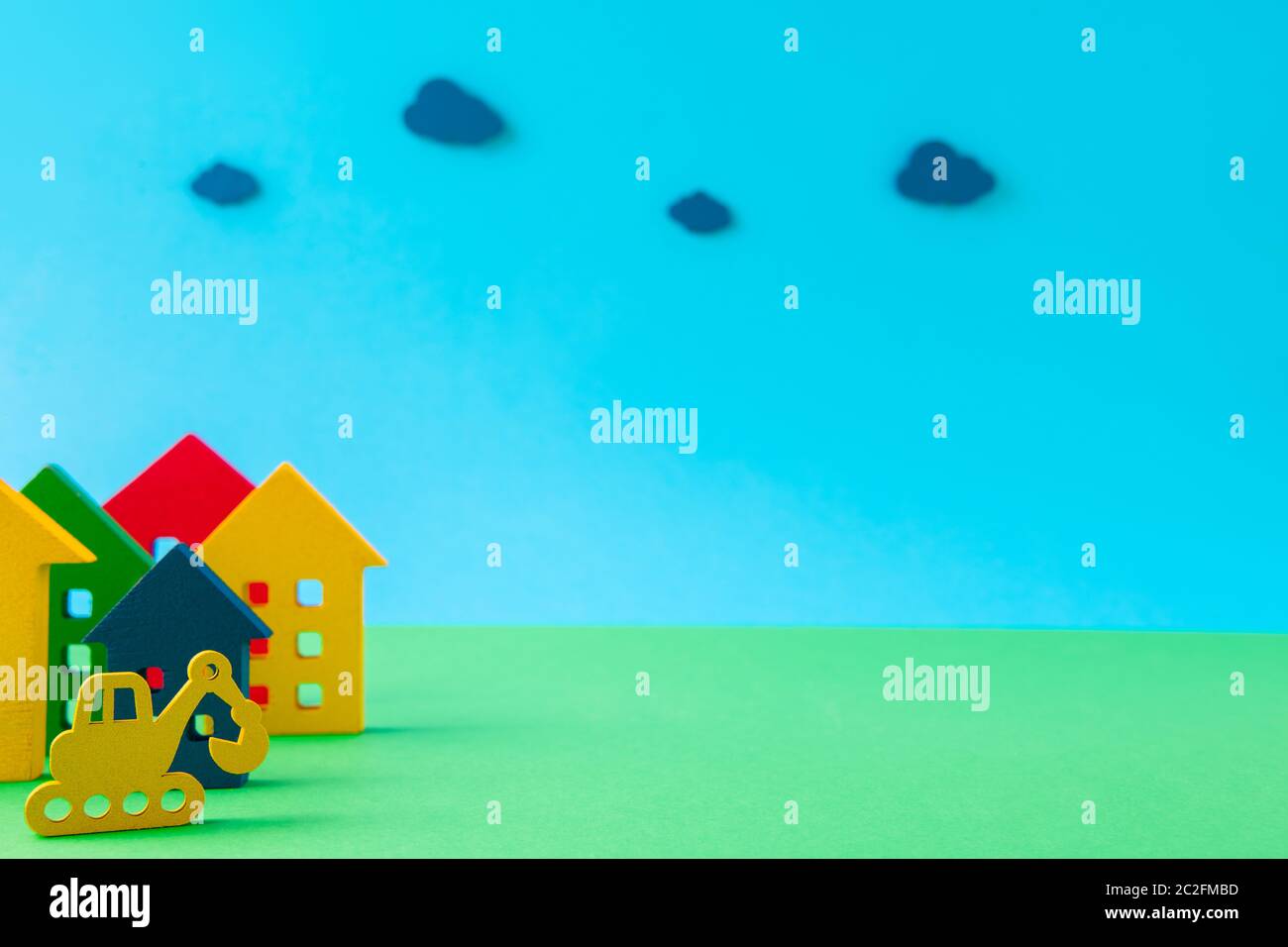 Art design picture of nice new settlement cottage excavator digger ...