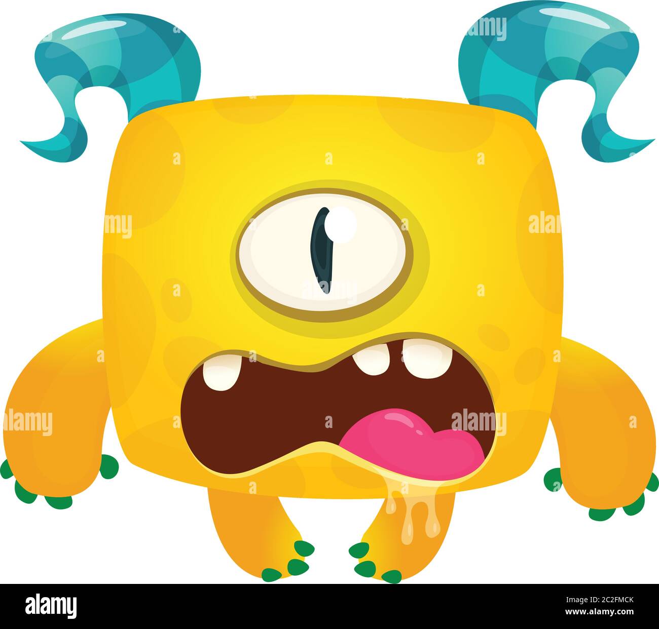 Happy pink cartoon alien wearing eyeglasses. Halloween vector ...