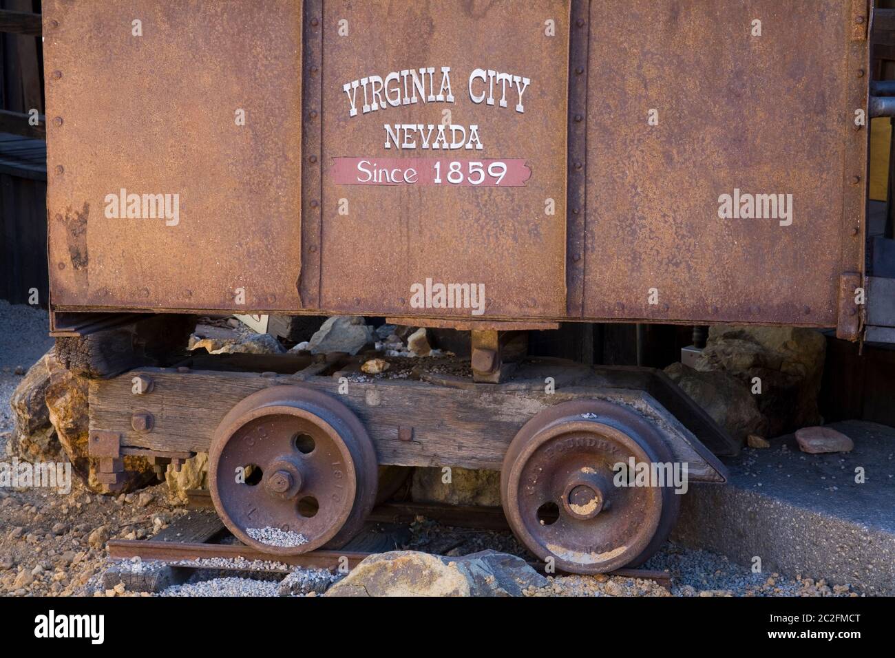 Ore wagon at The Way it Was Museum in Virginia City, Nevada, USA Stock ...