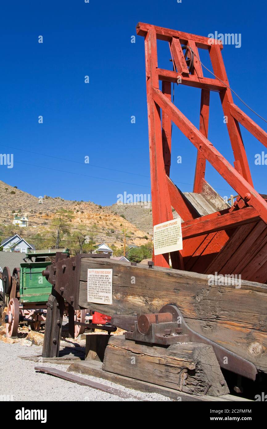 Mine head frame at The Way it Was Museum in Virginia City, Nevada, USA ...