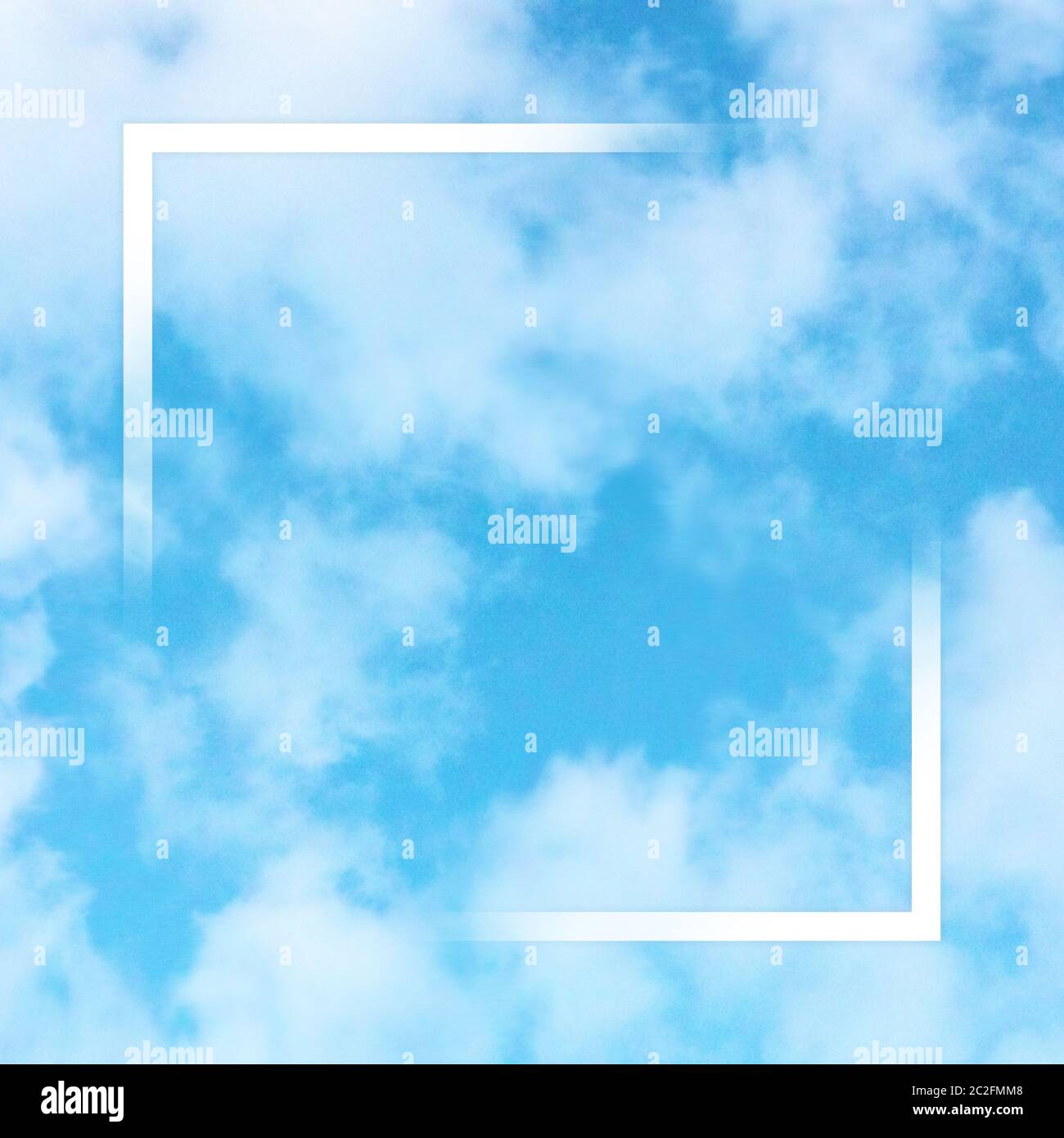 Abstract square design template for a quote, blue sky background with ...