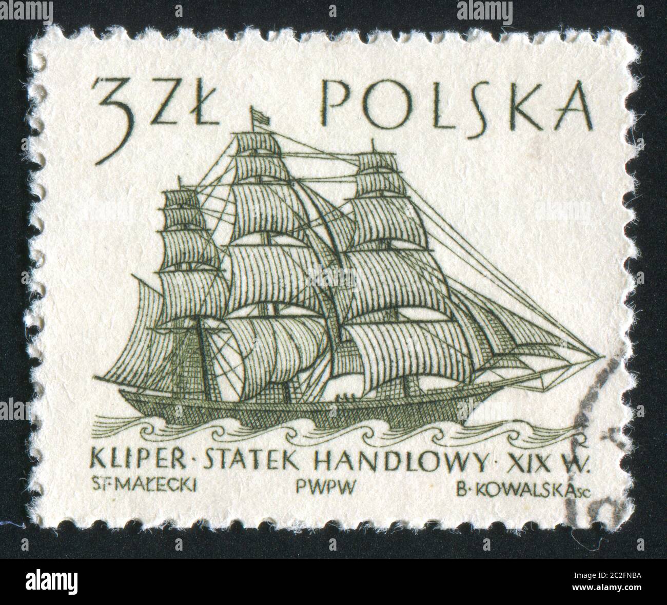 POLAND - CIRCA 1963: stamp printed by Poland, shows Sailing Ships, 19th ...