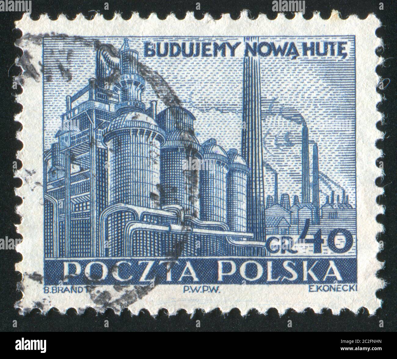 POLAND - CIRCA 1951: stamp printed by Poland, shows Steel Mill, Nowa ...