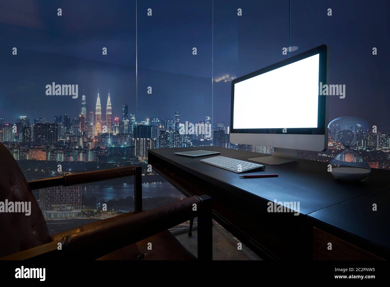 Empty loft with view at skyline hi-res stock photography and images - Alamy