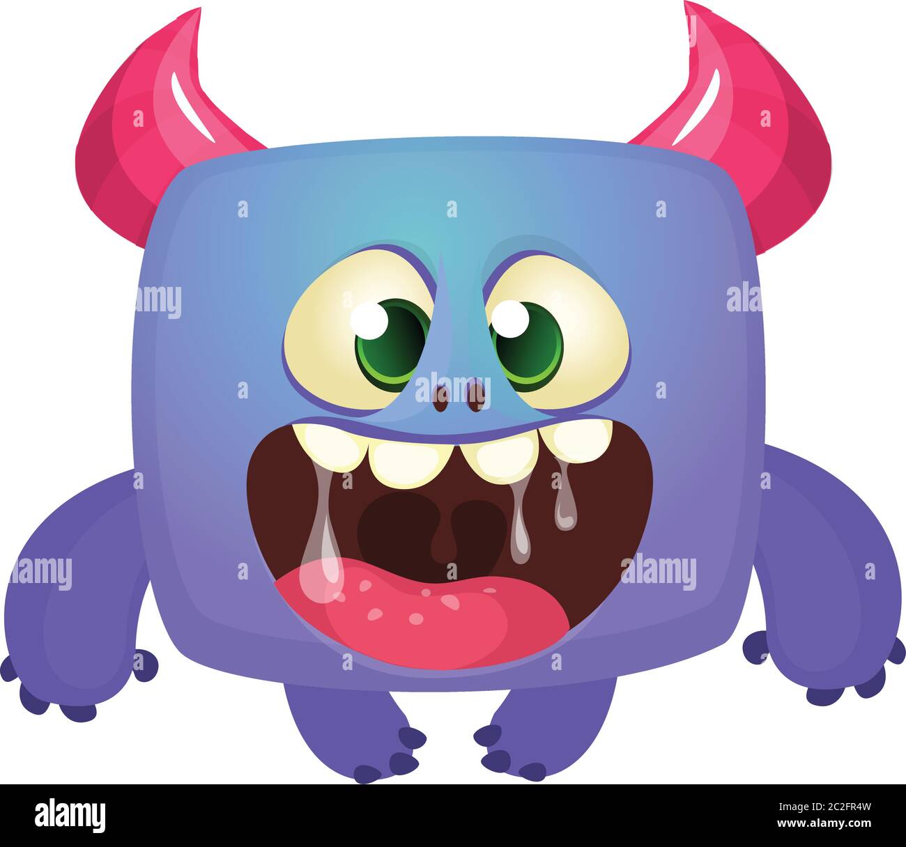 Funny and happy cartoon monster . Vector Halloween illustration Stock ...