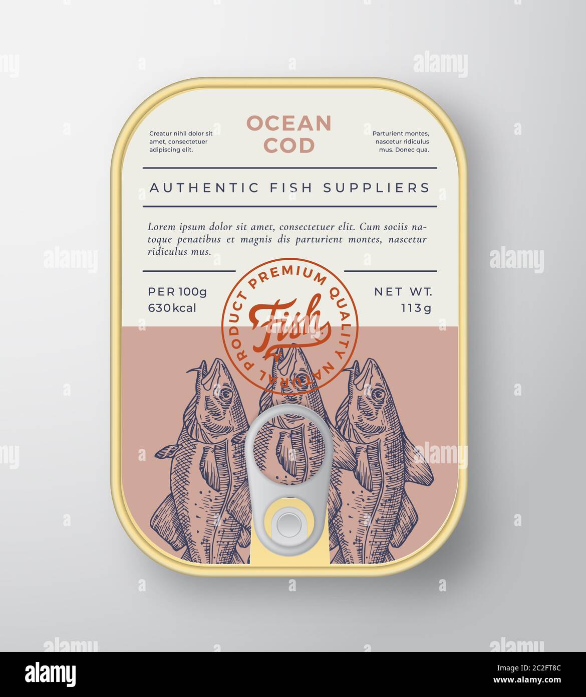 Canned Ocean Fish Abstract Vector Aluminium Container Packaging Design ...