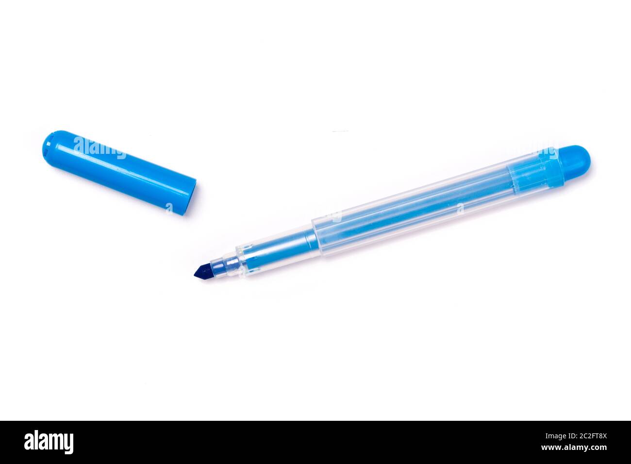 Blue felt-tip pen, reflected on white surface Stock Photo - Alamy