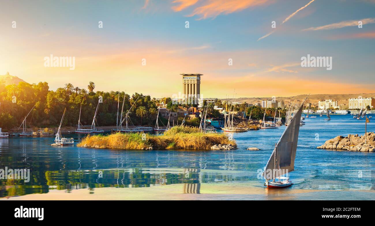 View of the Great Nile in Aswan Stock Photo - Alamy