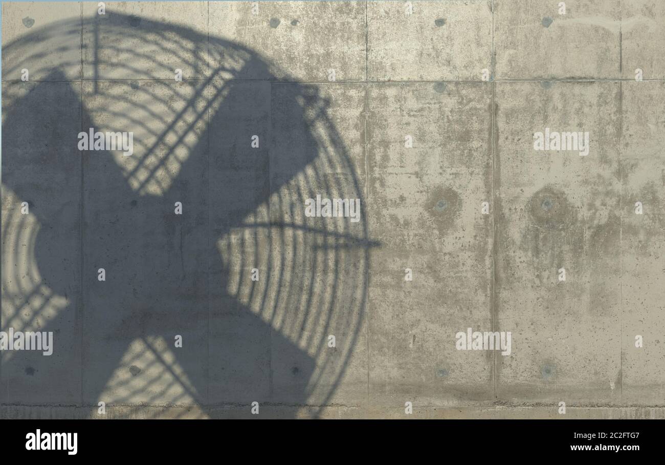 Fan cast a shadow on the concrete wall. Conceptual creative ...