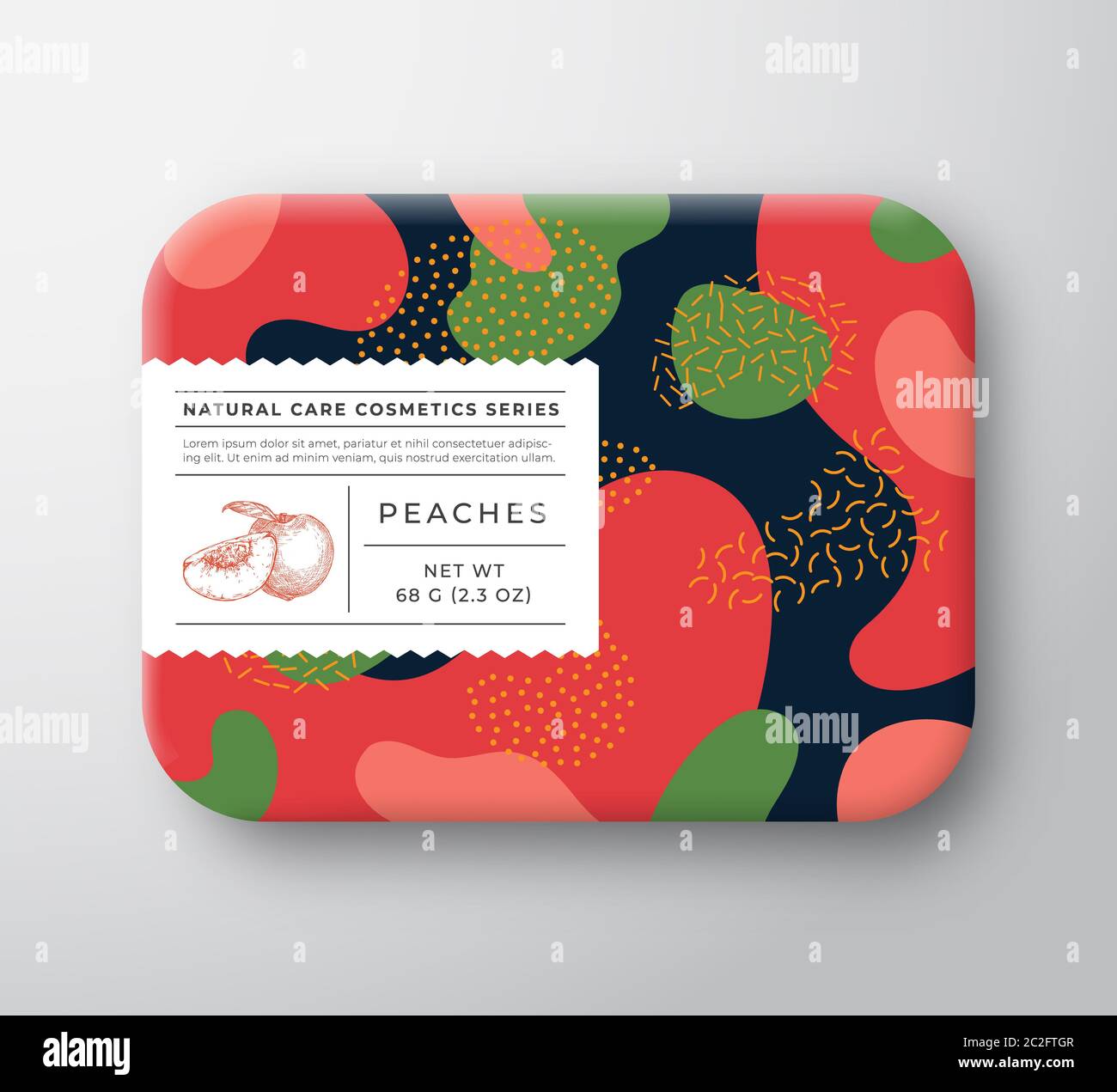 Peaches Bath Cosmetics Package Box. Vector Wrapped Paper Container with ...