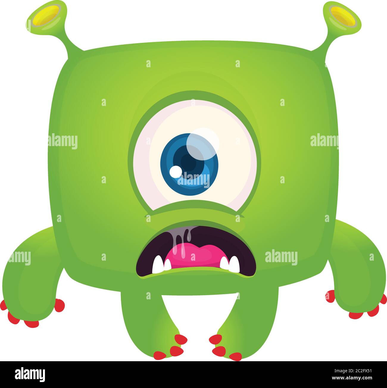 Cartoon one eyed monster alien illustration. Halloween design Stock ...