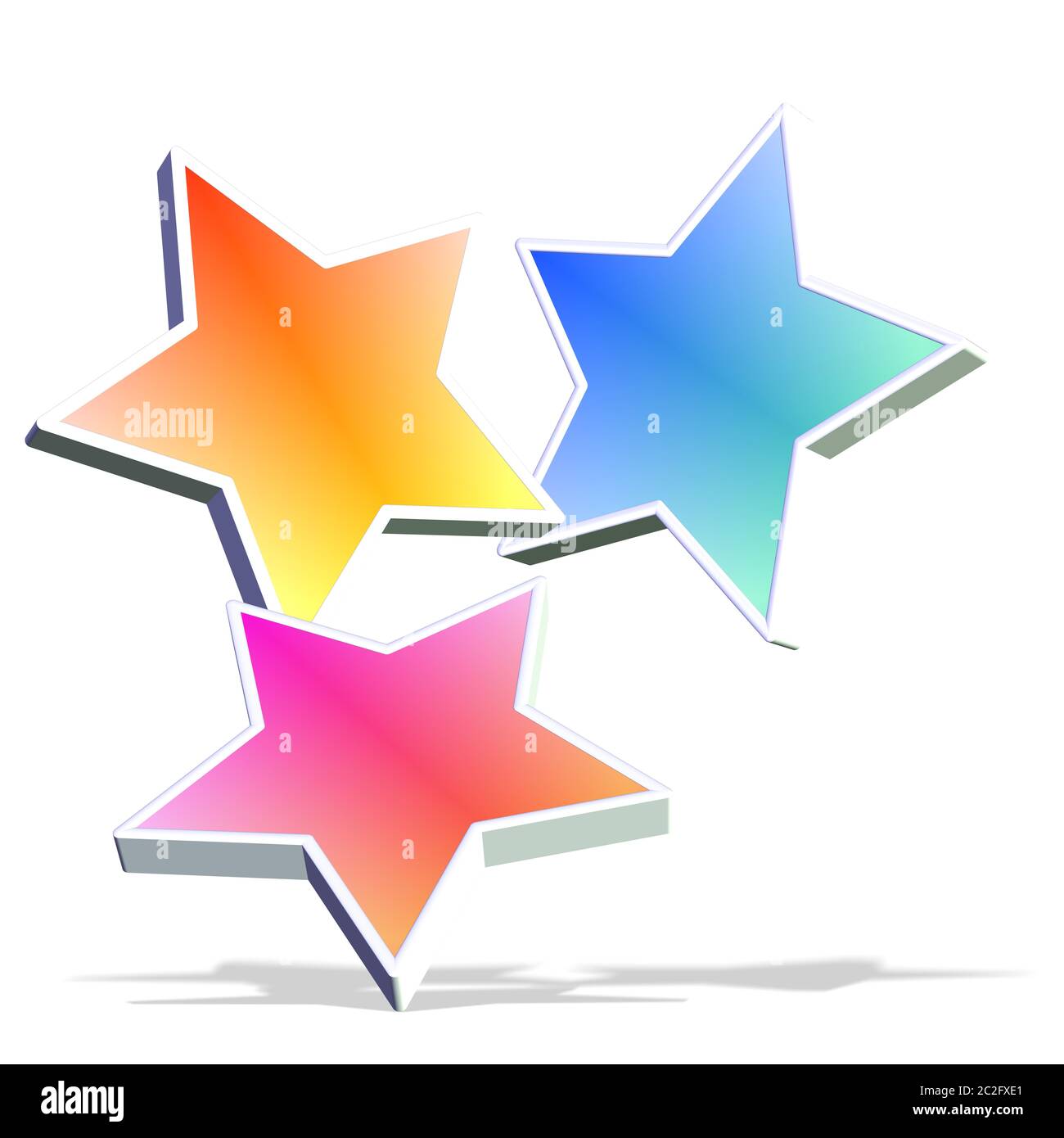 Three colorful stars against white background Stock Photo - Alamy