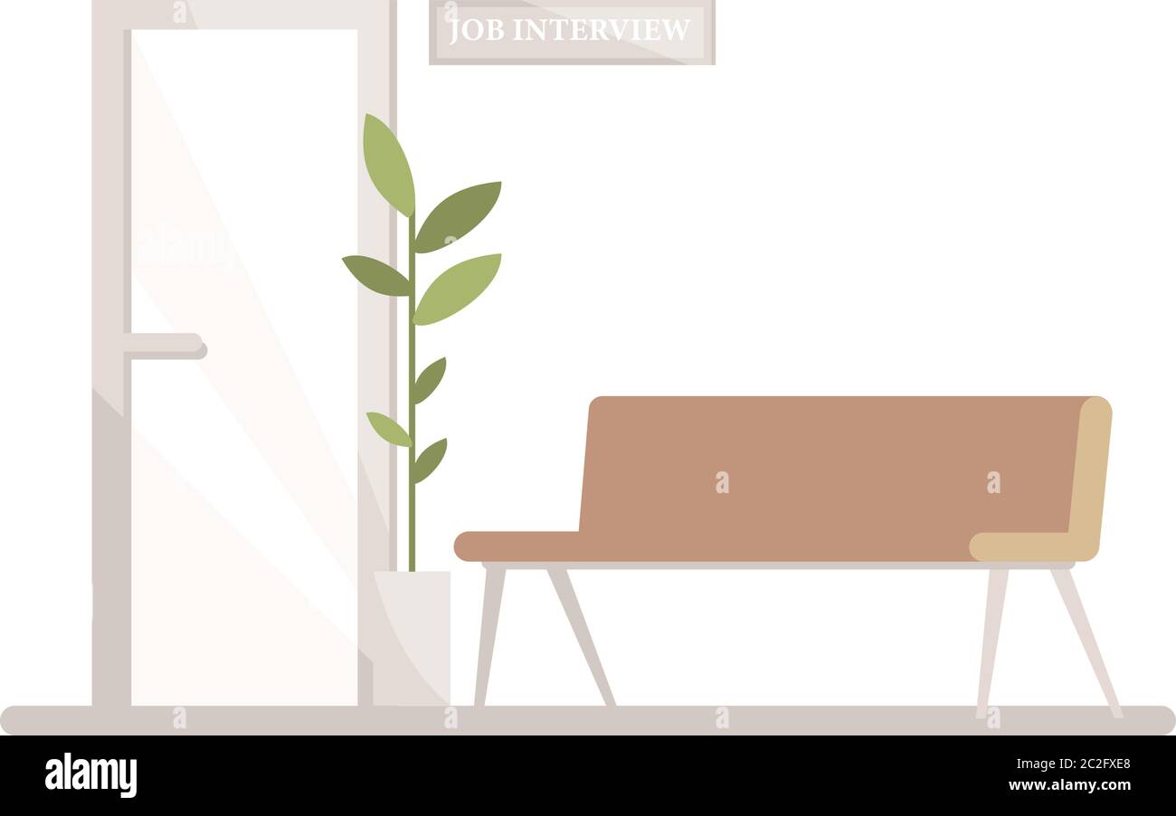 Waiting area before interview semi flat RGB color vector illustration ...