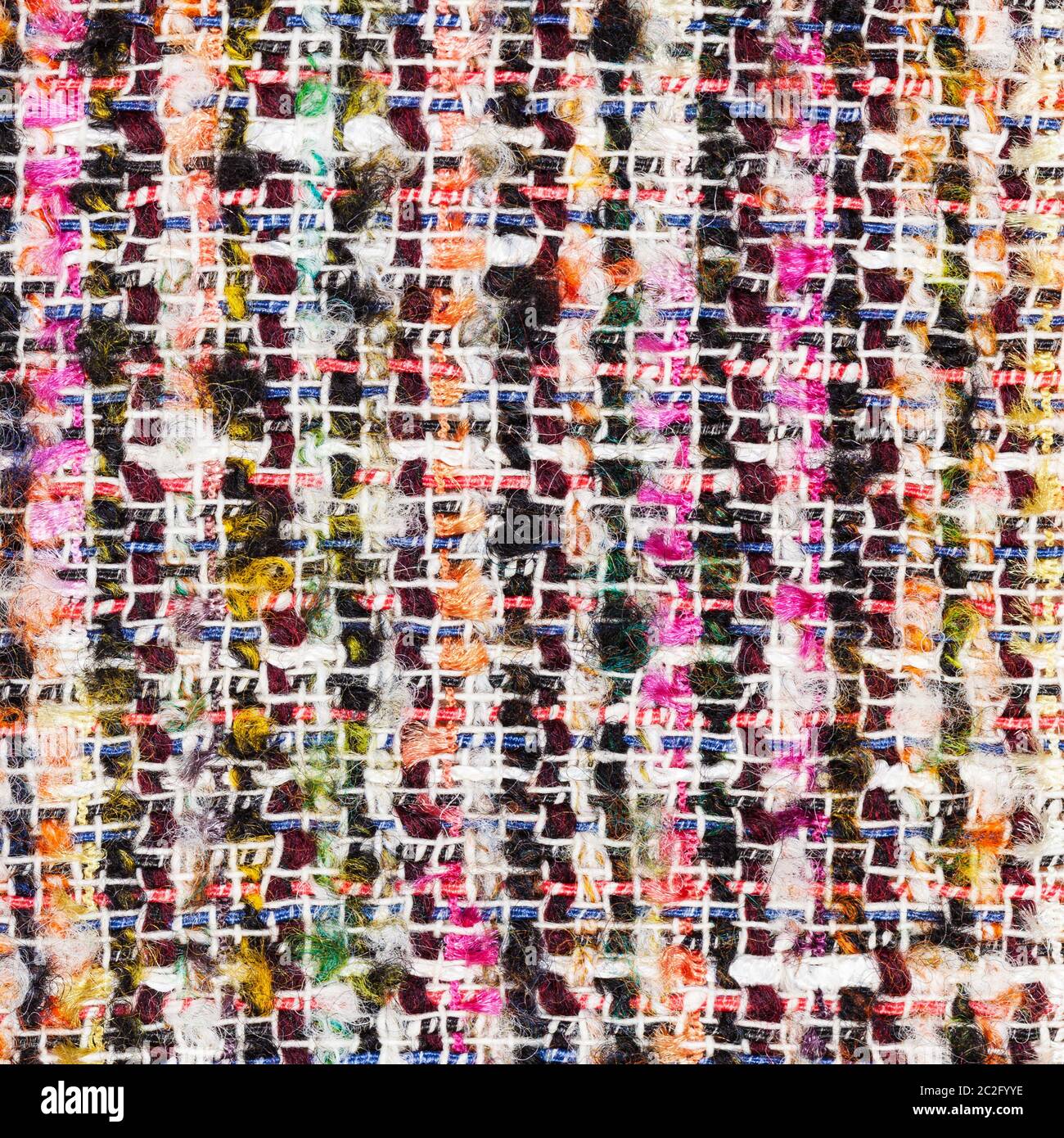 textile square background - colorful woven yarns of boucle fabric close ...