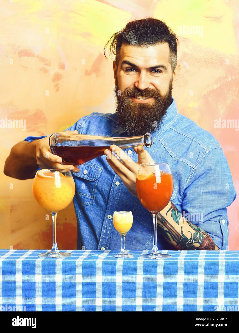 Bearded man, long beard. Brutal caucasian hipster with moustache in ...