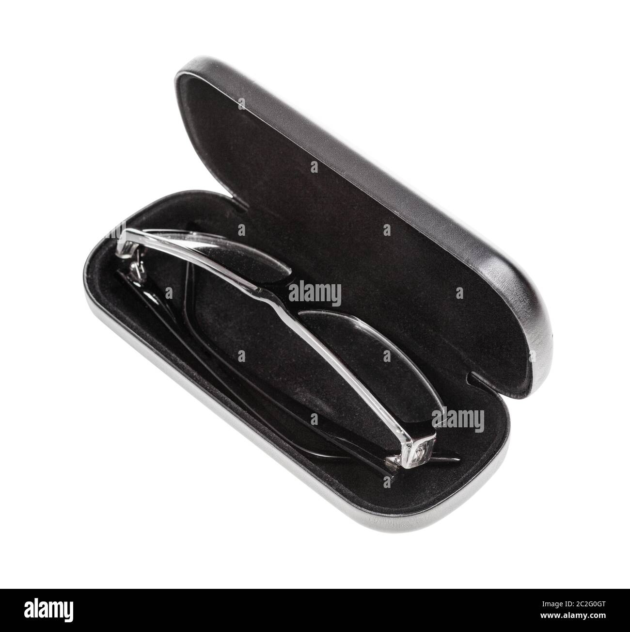 spectacles in black eyeglass case isolated on white background Stock ...