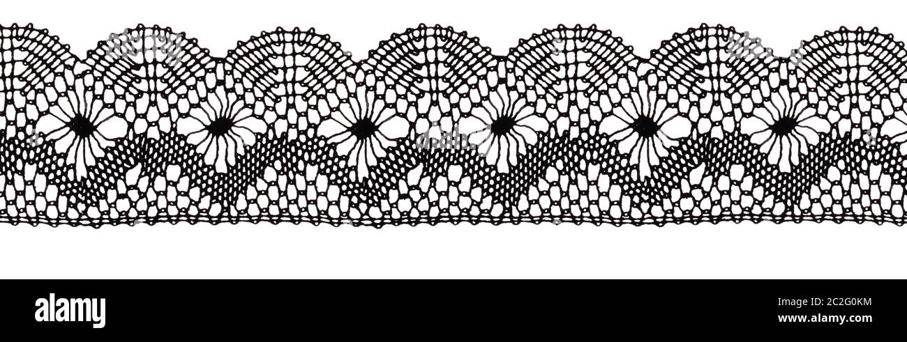 Black lace ribbon isolated view Stock Photo - Alamy
