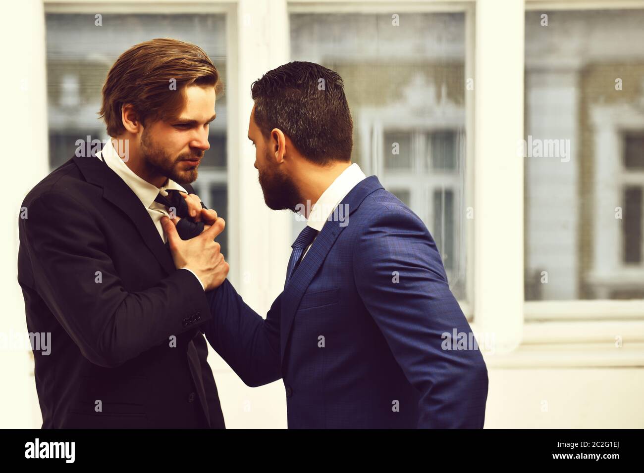 Business conflict situation. Partners argue among themselves in office ...