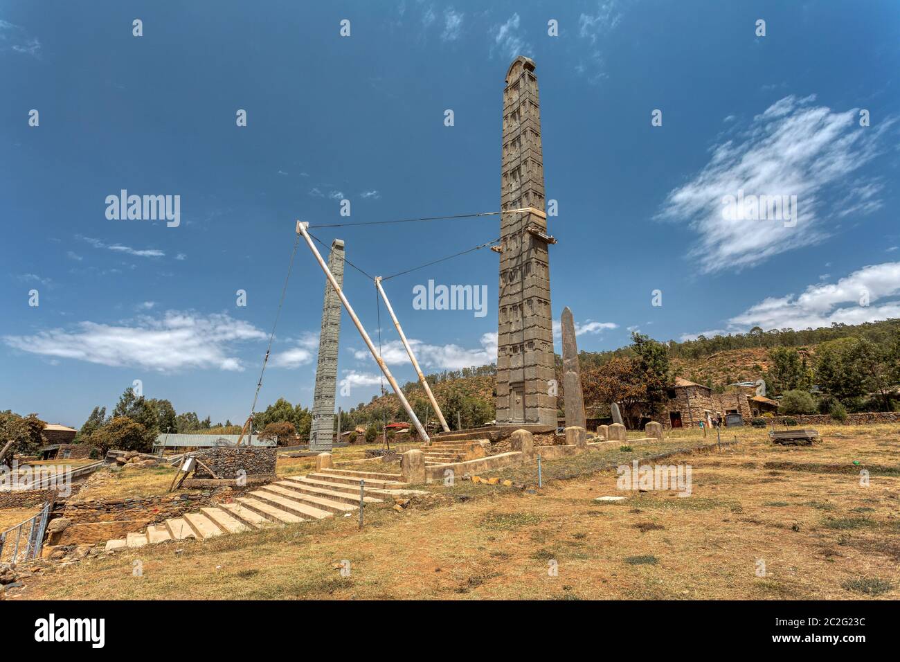 Ancient monolith stone obelisk, symbol of the Aksumite civilization in ...