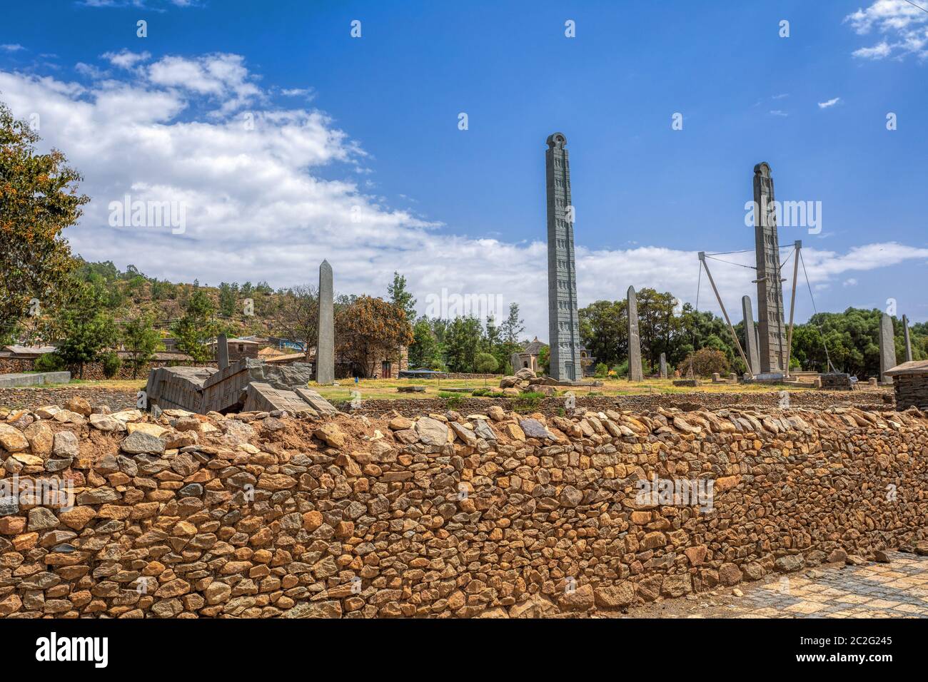 Ancient monolith stone obelisk, symbol of the Aksumite civilization in ...