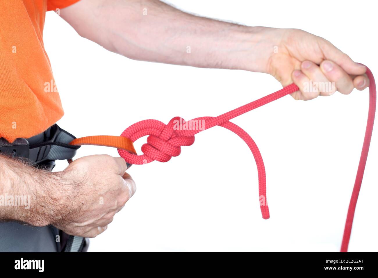 safety knot with rope isolated on white background Stock Photo - Alamy
