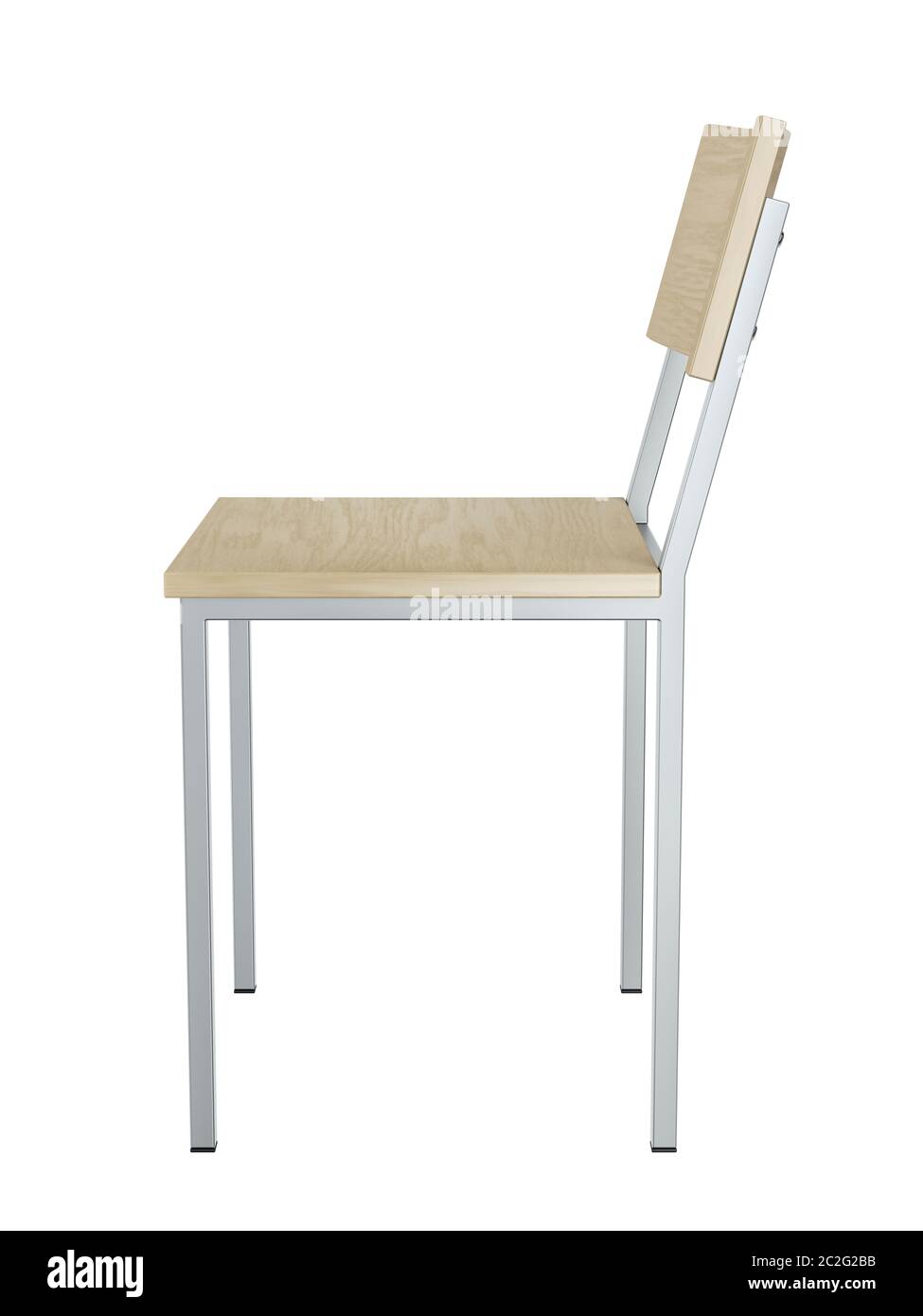 Side view of modern chair made from wood and metal, isolated on white ...