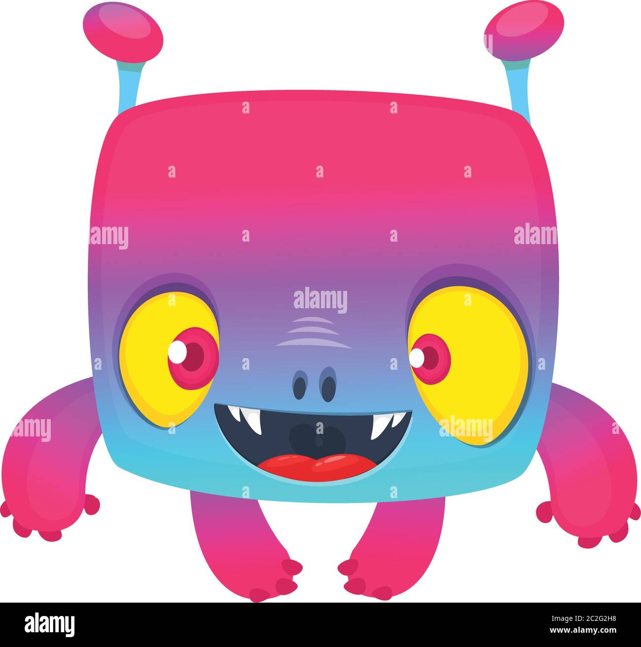 Funny and cute cartoon monster alien . Vector Halloween illustration ...