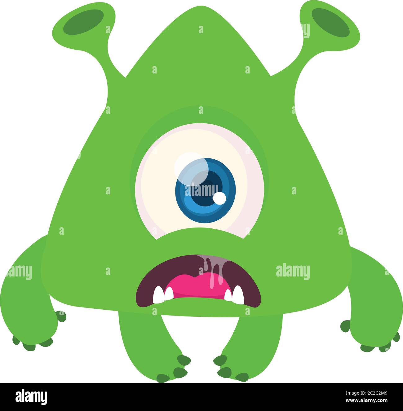 Funny and cute cartoon alien creature. Vector Halloween illustration ...