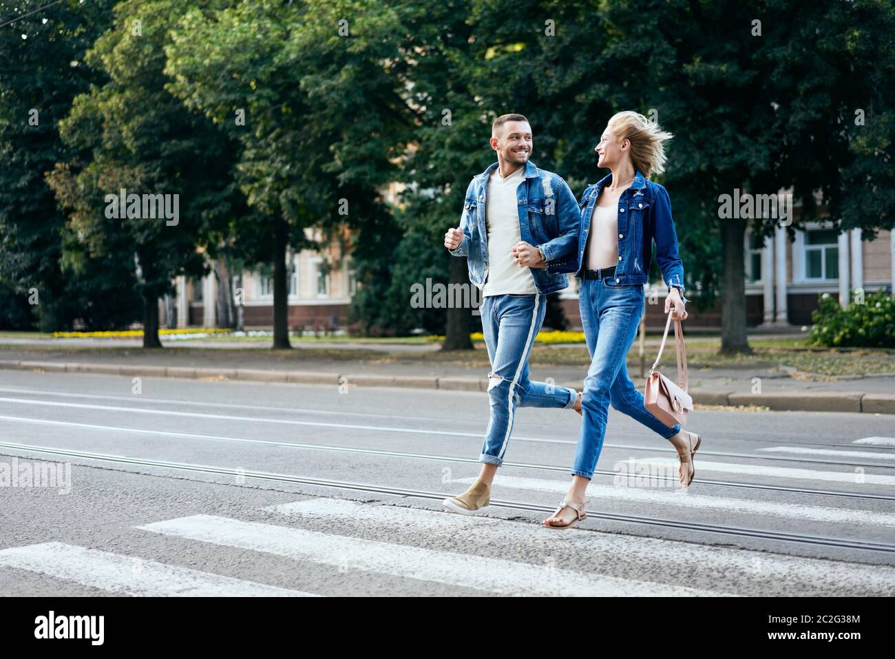 Female in crosswalk hi-res stock photography and images - Alamy