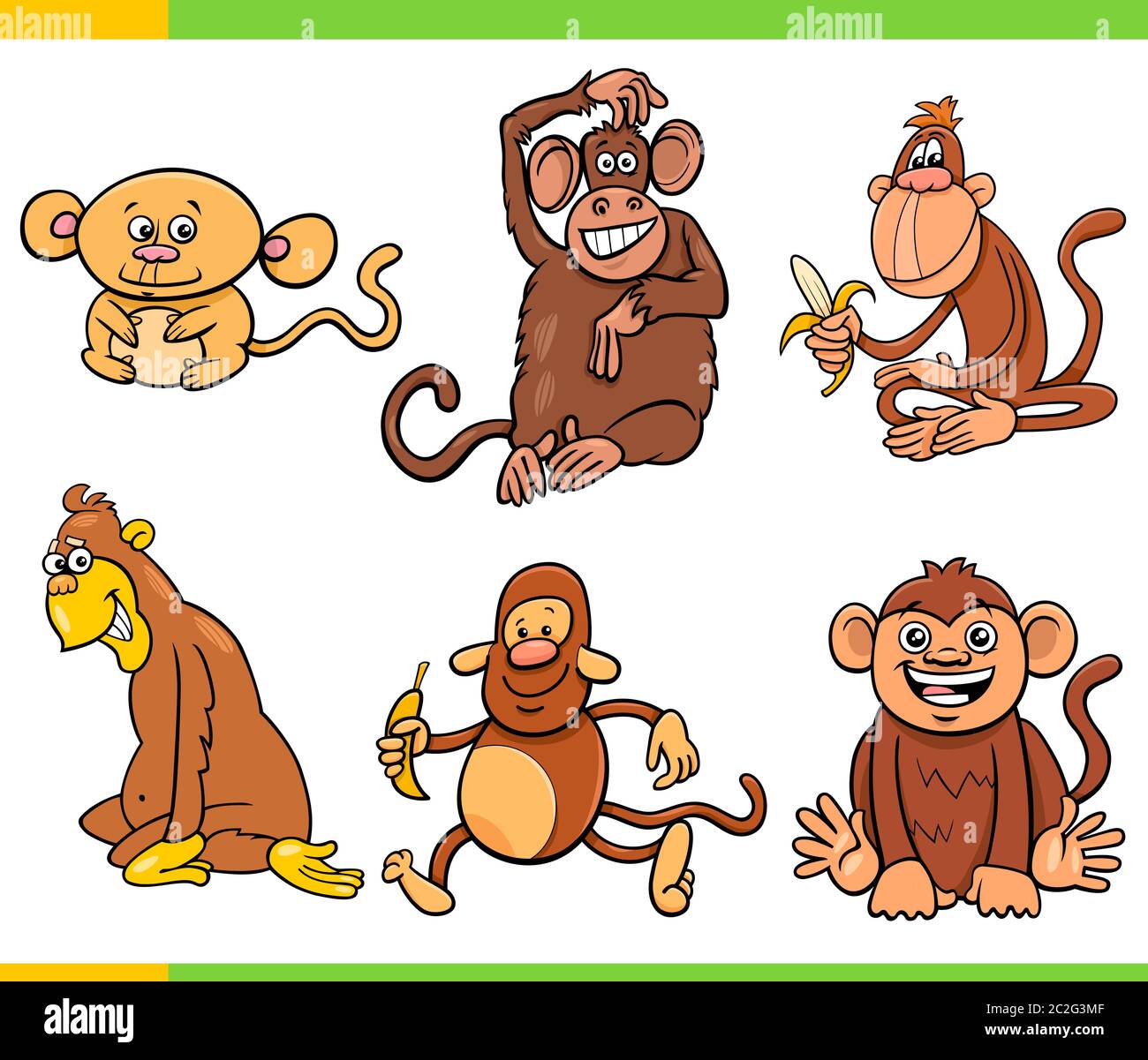 monkeys and apes animal characters cartoon set Stock Photo - Alamy