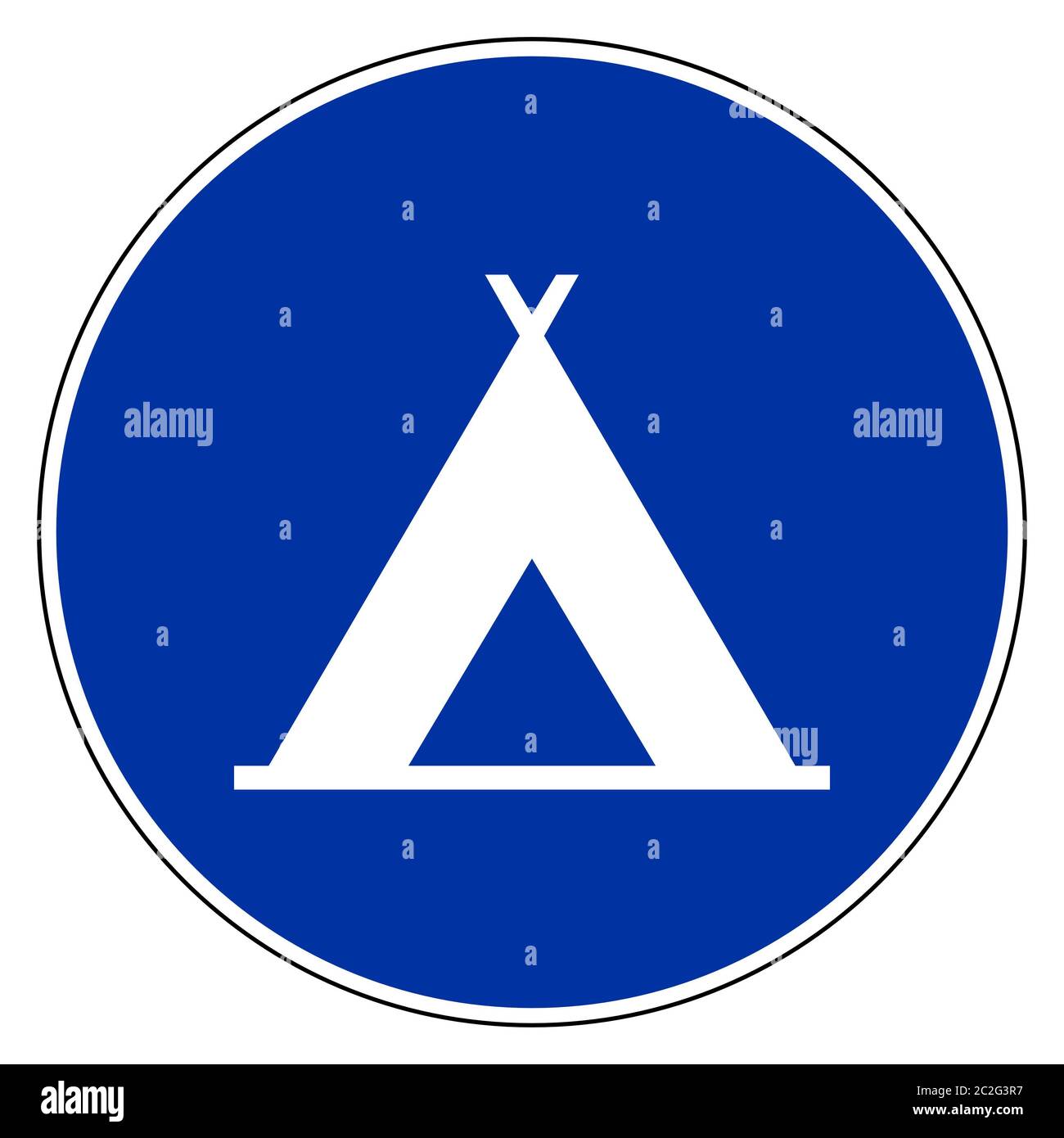 Tent and blue sign Stock Photo - Alamy