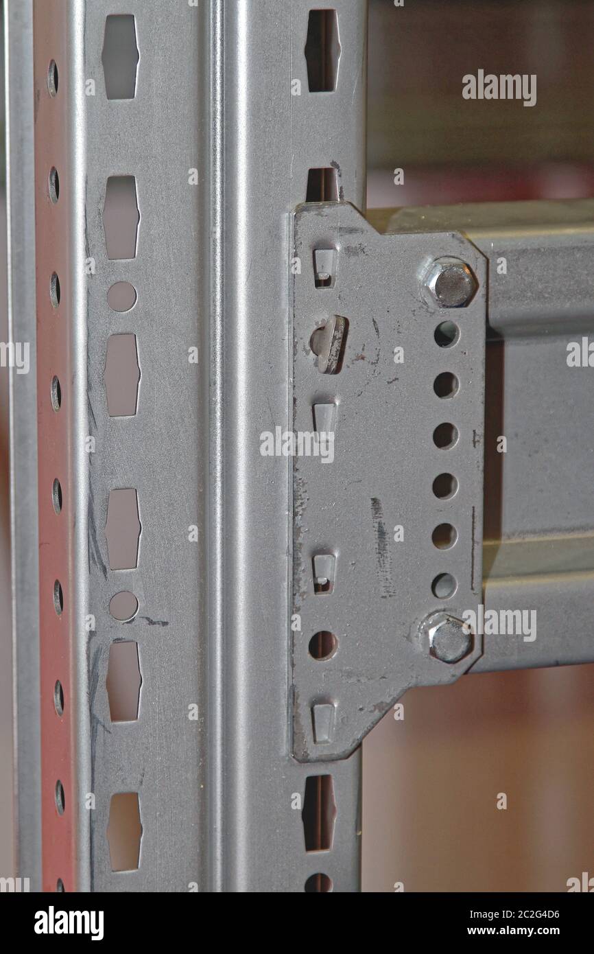 Steel Shelf Connection Link Warehouse Shelving System Stock Photo - Alamy